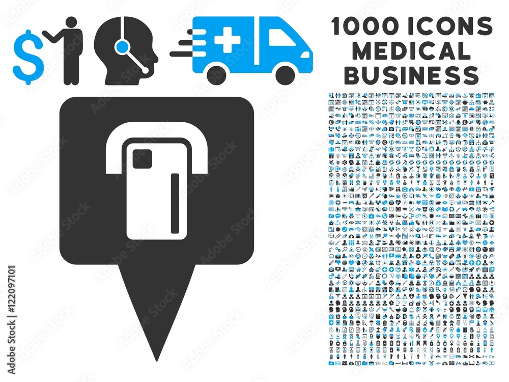 ATM Terminal Map Pointer icon with 1000 medical commerce gray and blue ...