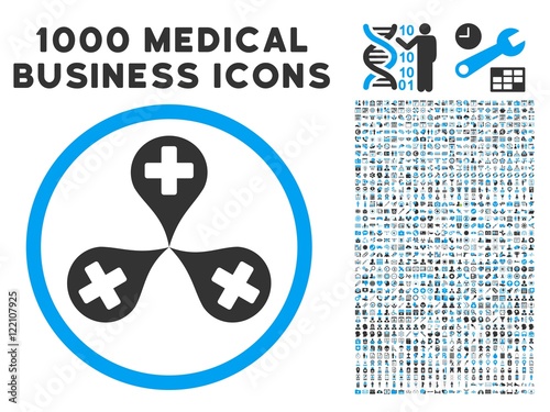 Hospital Map Markers icon with 1000 medical commercial gray and blue ...