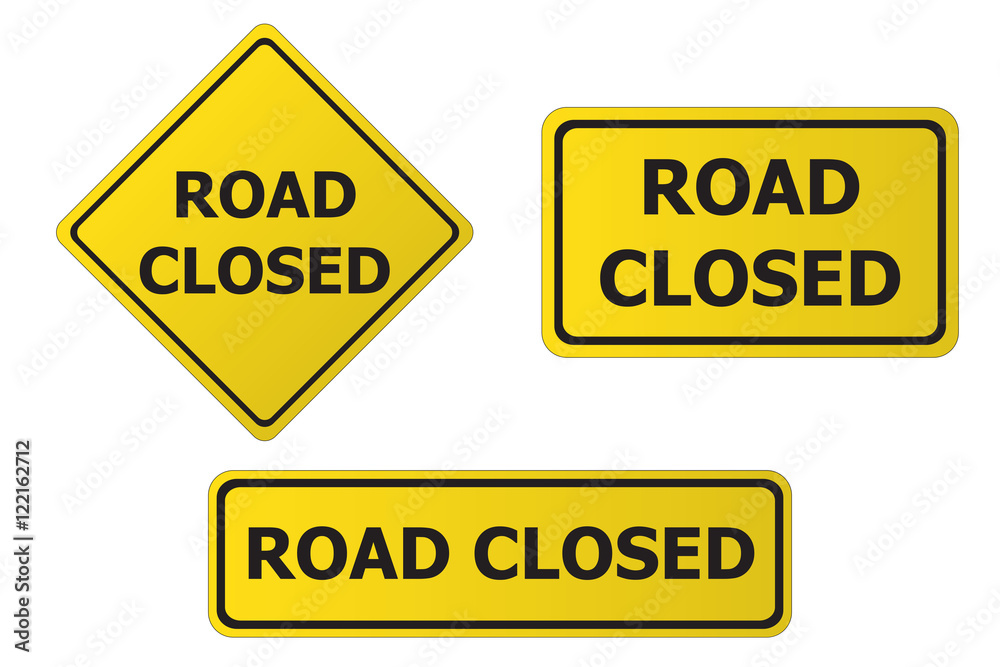 Yellow road closed signs Stock Vector | Adobe Stock