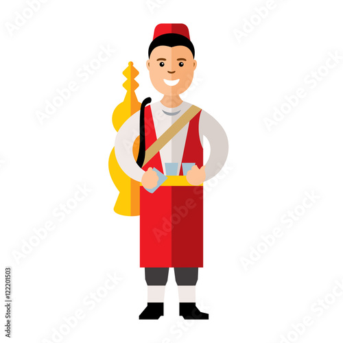 Vector Merchant of fresh water. Flat style colorful Cartoon ...