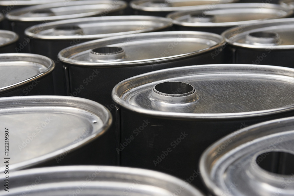 Industrial background. Stacks of new exhausts and silencers mufflers ...