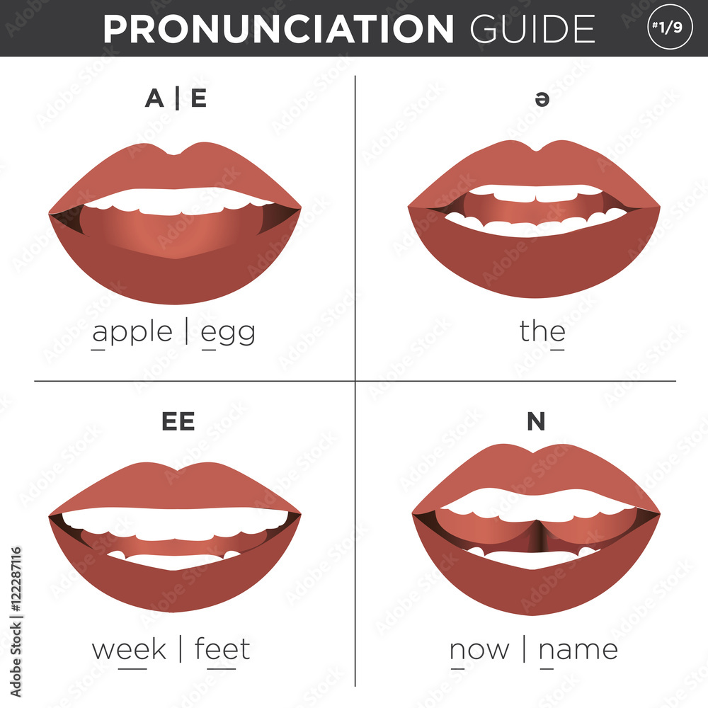 English Language Pronunciation Visual Guide Stock Vector | Adobe Stock