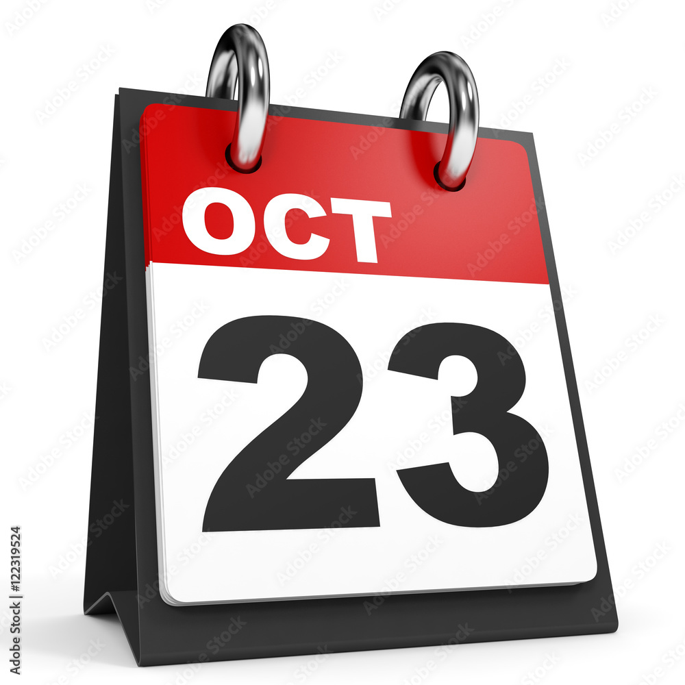October 23. Calendar on white background. Stock Illustration | Adobe Stock