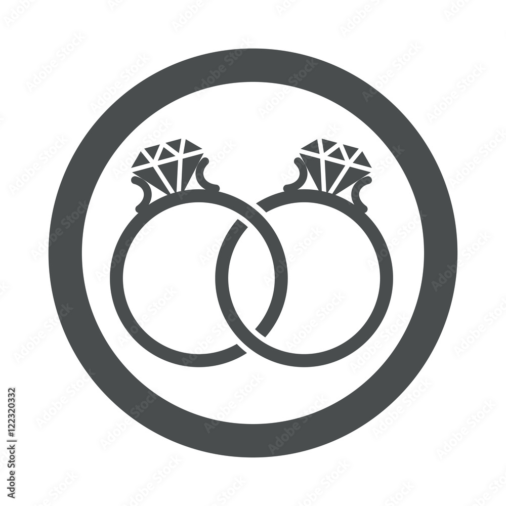 Icono plano anillos de compromiso en circulo color gris Stock ...