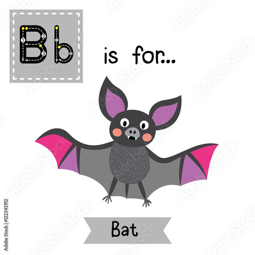 B letter tracing.Flying colorful Bat. Cute children zoo alphabet flash ...