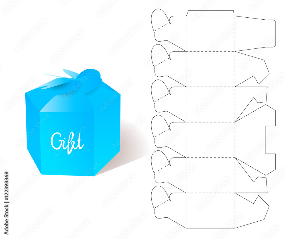Box. Gift Paper box Blueprint Template. Illustration of Gift craft Box ...