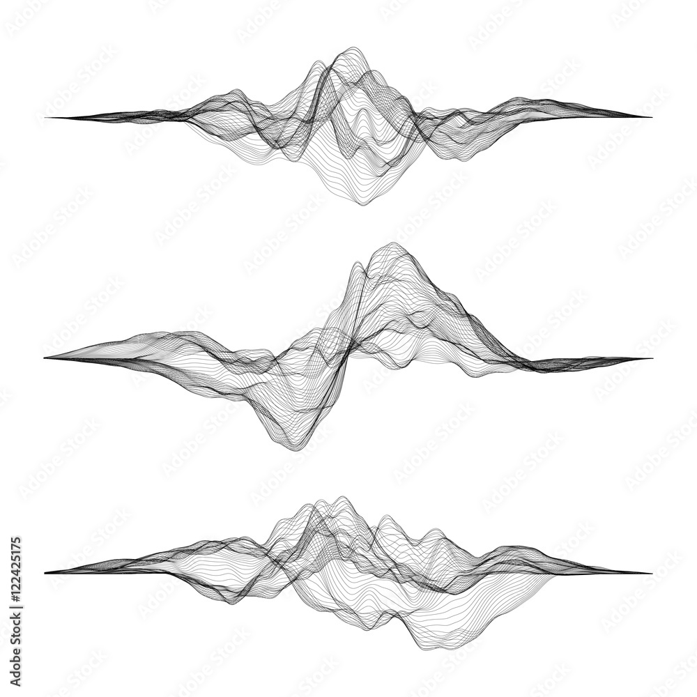 Futuristic Hud, ui vector grid. Music sound waves set. Audio digital ...