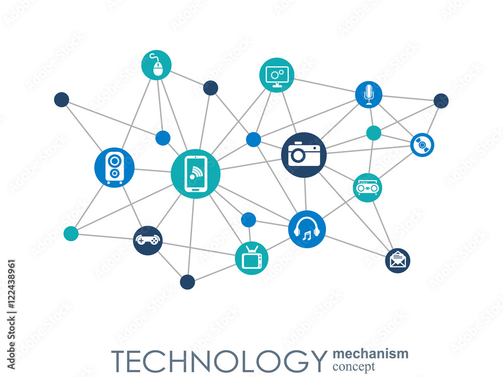 Technology mechanism concept. Abstract background with integrated gears ...