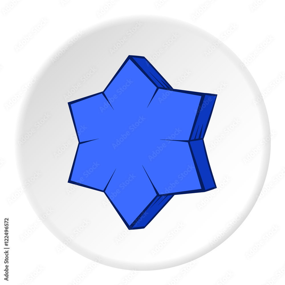 Convex star icon in cartoon style on white circle background. Figure ...