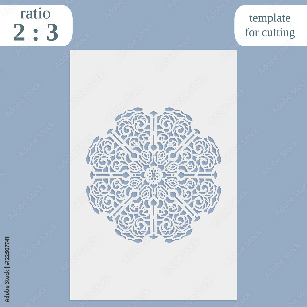 Laser cut wedding card template, paper openwork greeting card, template for cutting, lace ...