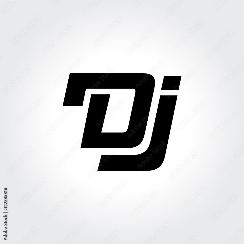DJ logo design. Creative typography treatment in black and white Stock ...