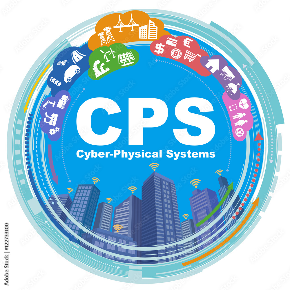 CPS(Cyber-Physical Systems) concept illustration, smart city and big data Stock Vector | Adobe Stock