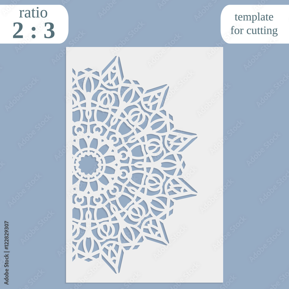 Vector de Stock Laser cut wedding card template, paper openwork greeting card, template for ...