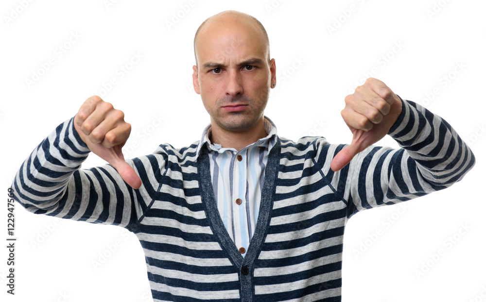 angry bald man gesture thumbs down Stock Photo | Adobe Stock