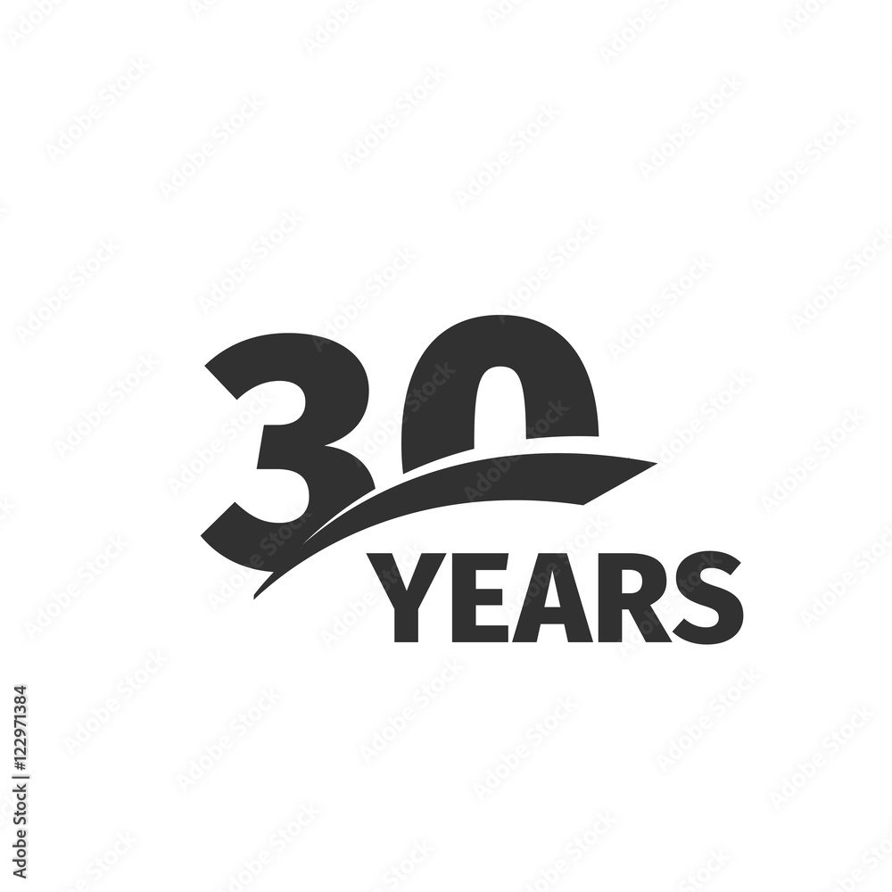 Isolated abstract black 30th anniversary logo on white background. 30 ...