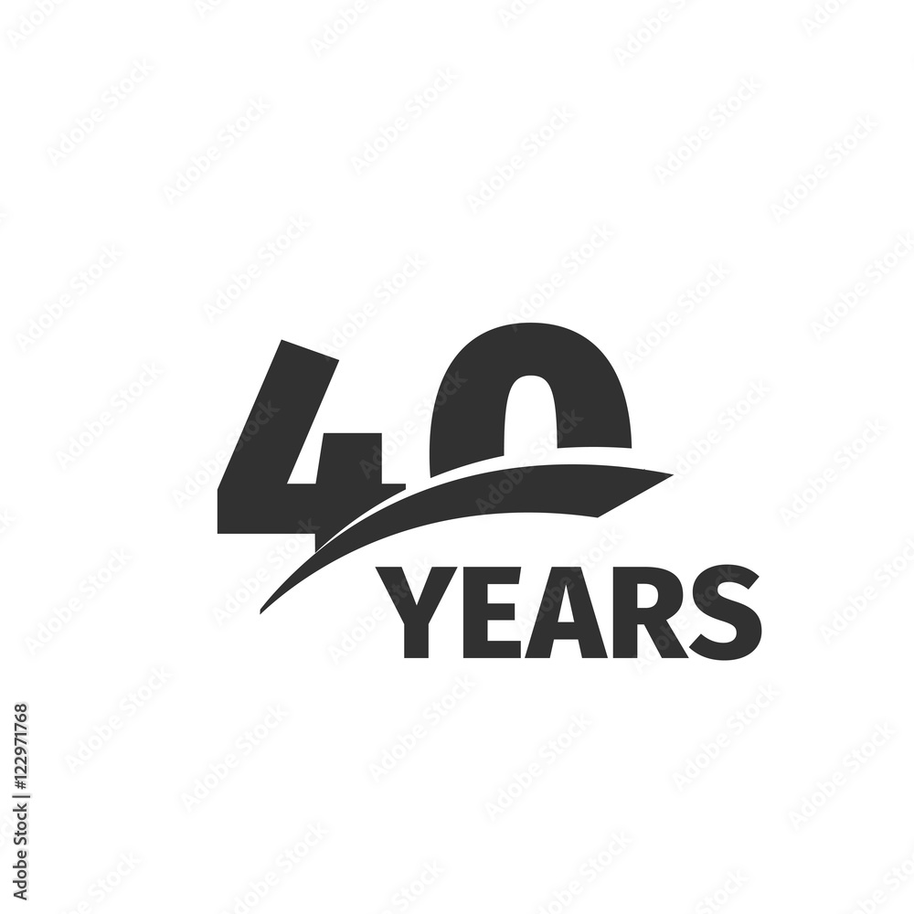 Isolated abstract black 40th anniversary logo on white background. 40 ...