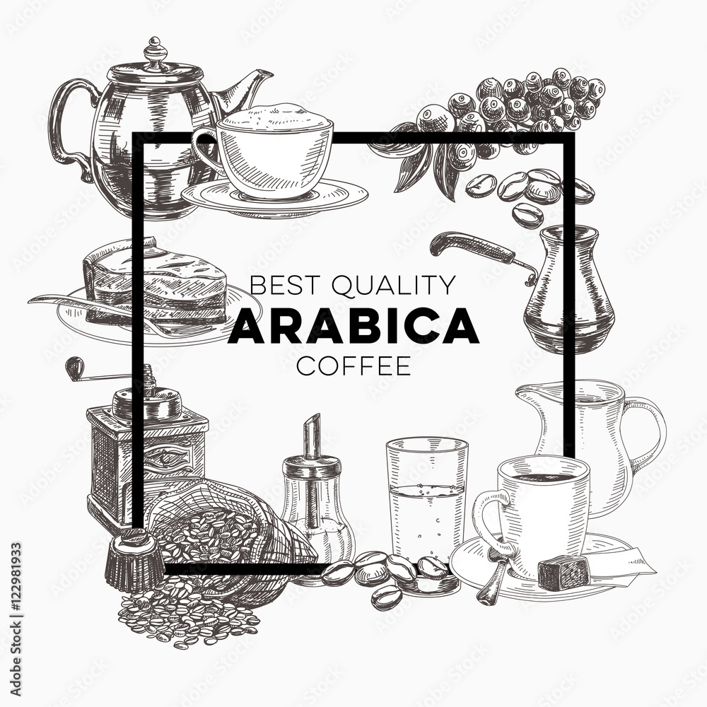 Coffee vector set. Illustrations in sketch style. Stock Vector | Adobe ...