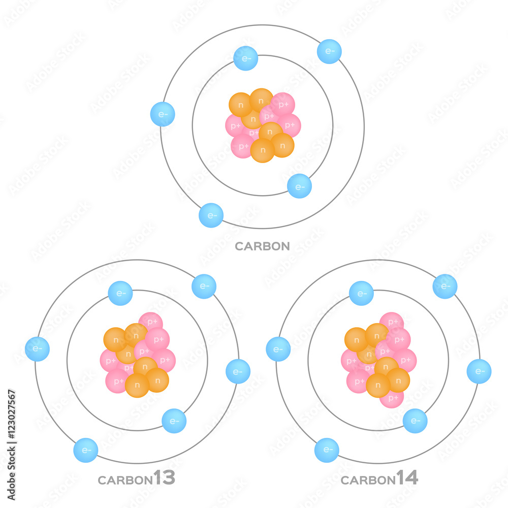 isotope of carbon . 3 steps of carbon . vector Stock Vector | Adobe Stock