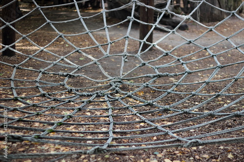 Spider web made of rope outdoors - Buy this stock photo and explore ...