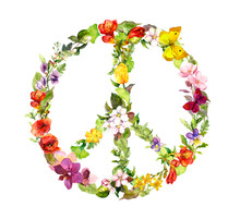 Vintage Floral Hippie Peace Sign Free Stock Photo - Public Domain Pictures