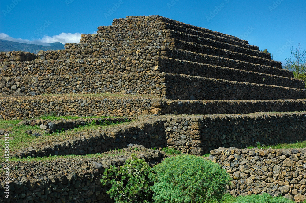 Pyramid-shaped, terraced structures, found in Valley of Guimar ...