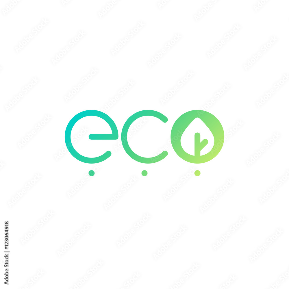 Eco logo. Vector design template. Soft color. Line art logo with leaf ...