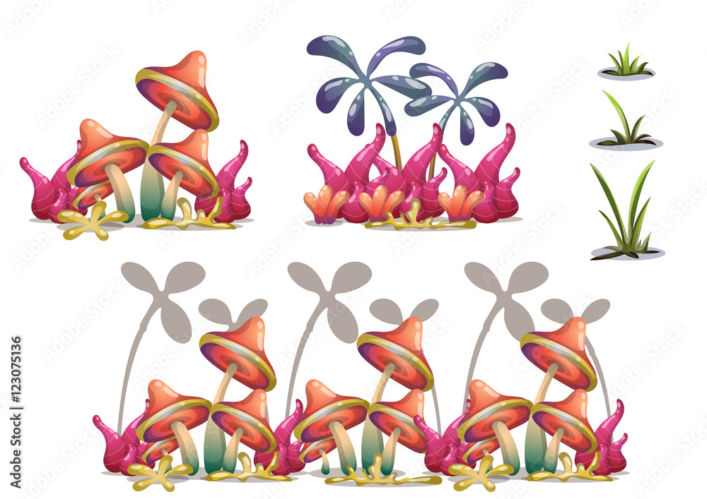cartoon vector nature landscape object with separated layers for game ...