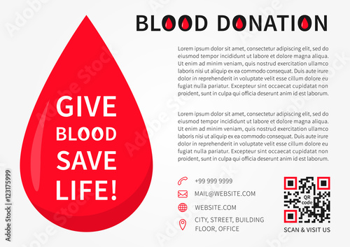 Blood Donation horizontal poster vector template. Blood Donation banner ...