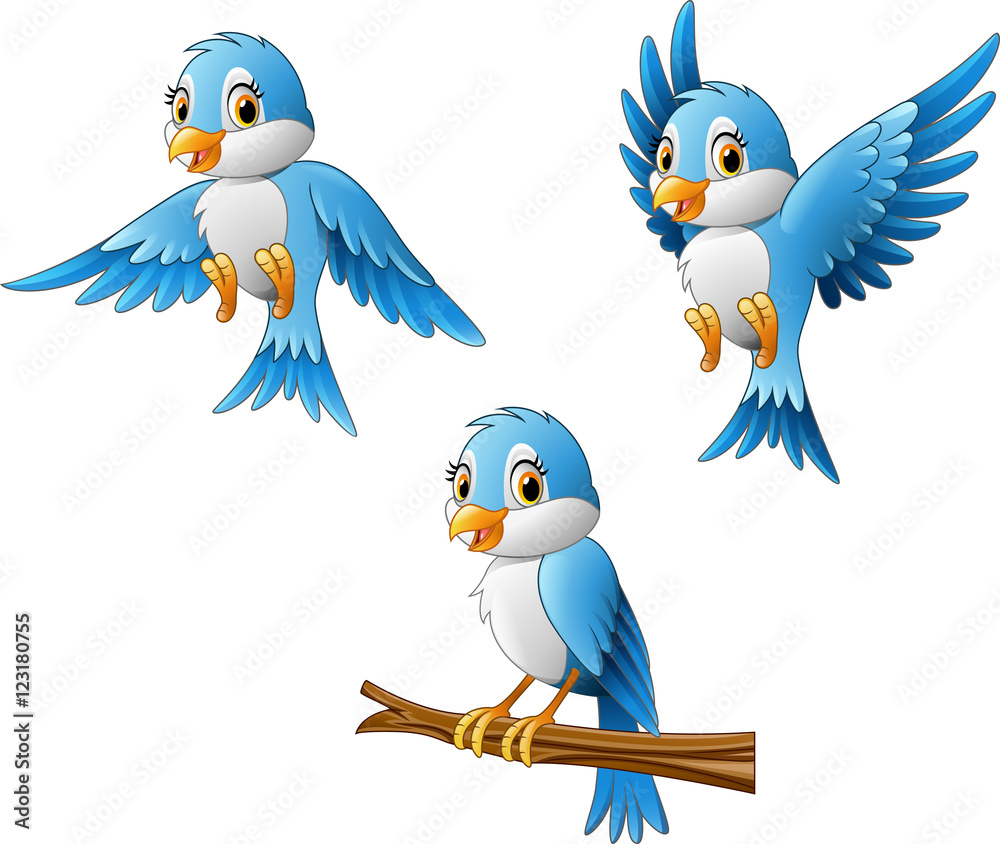 Blue bird cartoon Stock Vector | Adobe Stock