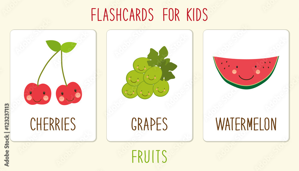 Stock-Illustration „Useful flashcards for kids education as cute hand ...