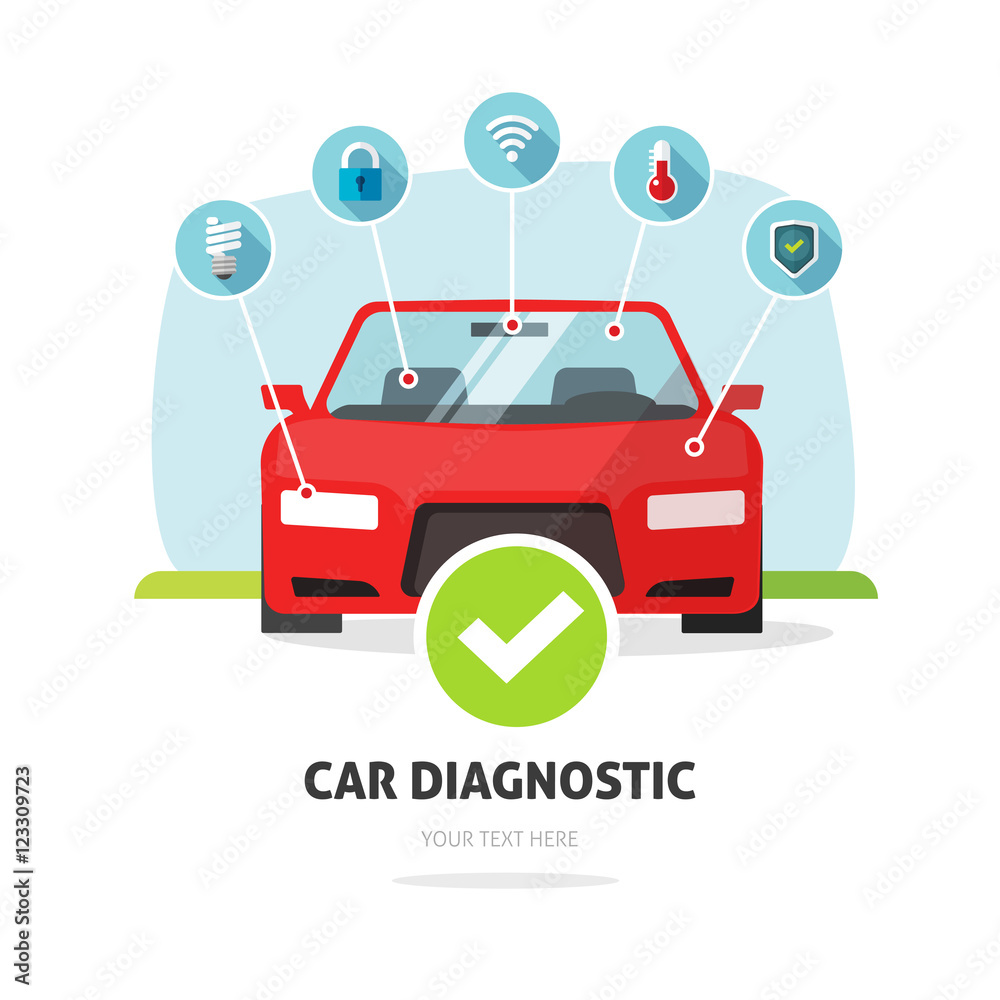 Car diagnostic service concept vector illustration, auto maintenance ...