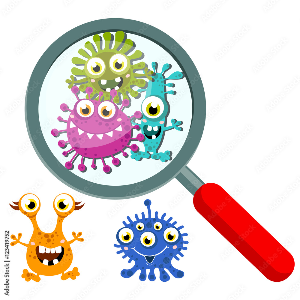 Image vectorielle Stock Magnifying Glass look through Germ, Bacteria ...