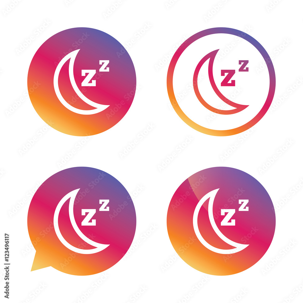 Sleep sign icon. Moon with zzz button. Stock Vector | Adobe Stock