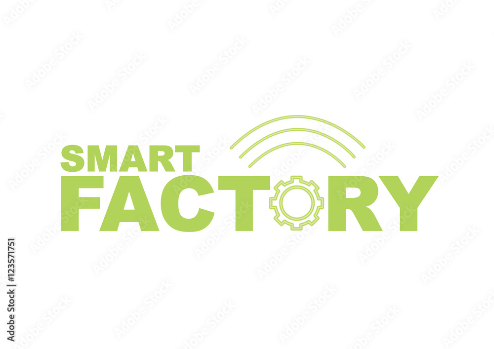 Smart Factory concept logo. Gear and wifi waves to symbolize the ...