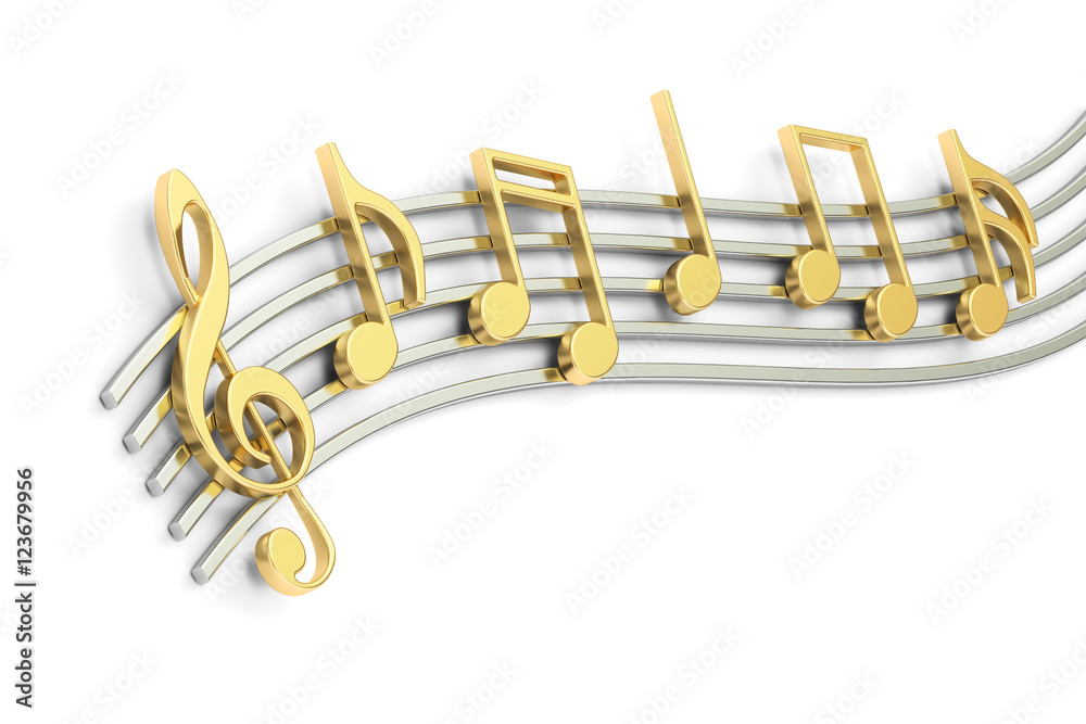 Music notes, 3D rendering Stock Illustration | Adobe Stock