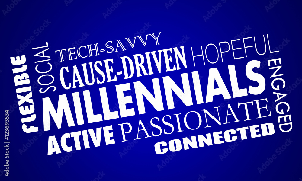 Millennials Generation Y Qualities Characteristics Word Collage Stock ...