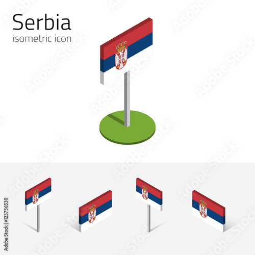 Serbian flag (Republic of Serbia), vector set of isometric flat icons ...