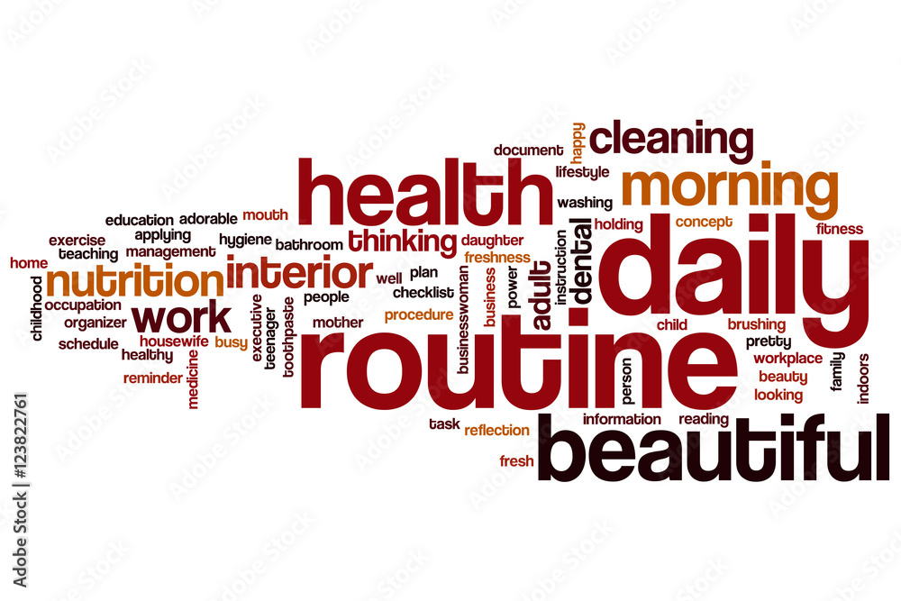 Daily routine word cloud Stock Illustration | Adobe Stock