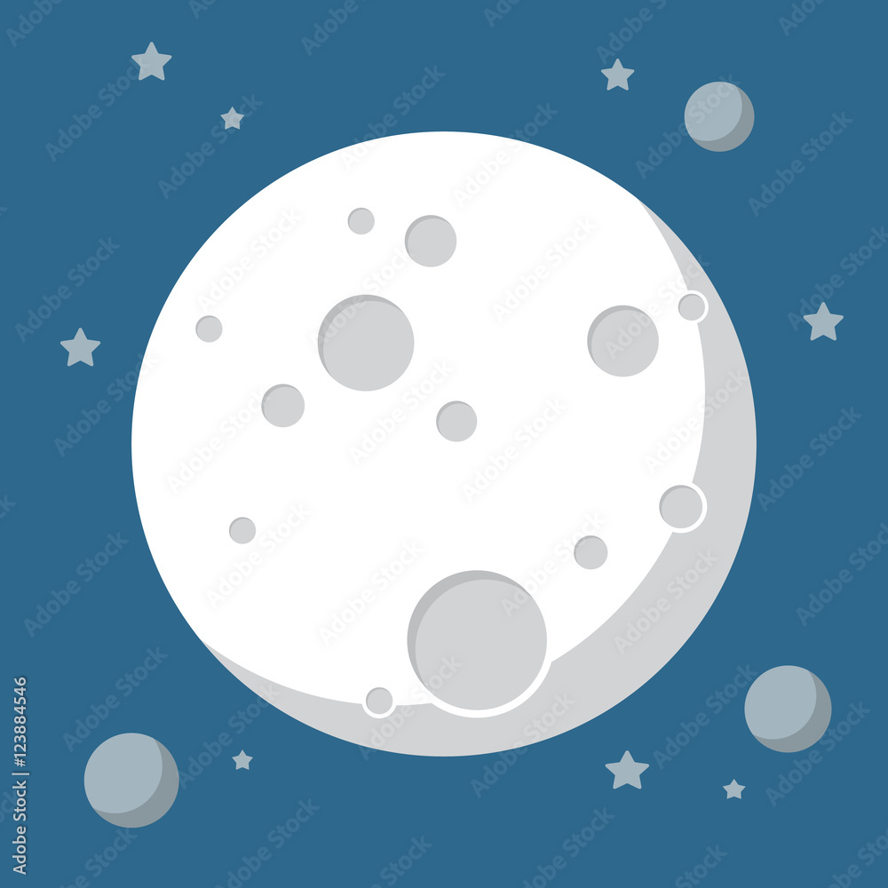 Moon in flat design style Stock Vector | Adobe Stock