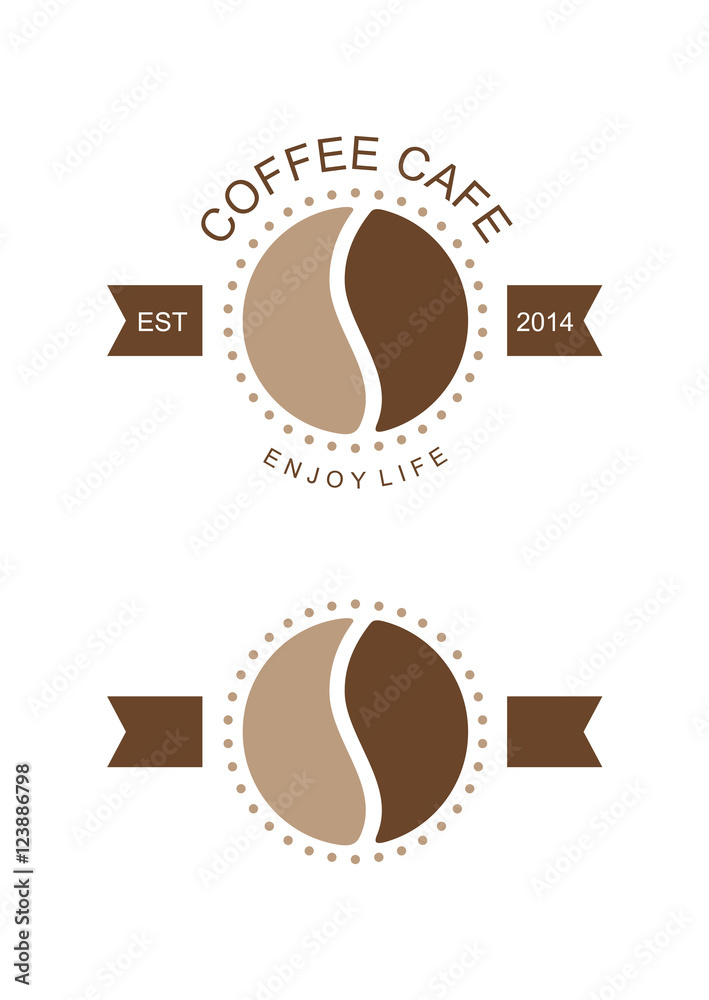 Coffee Bean Cafe Shop Banner Badge Logo Template Stock Vector | Adobe Stock