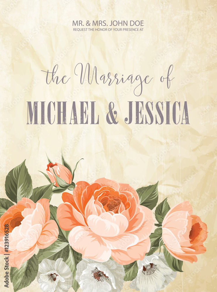 The marriage card. Wedding invitation card template. Marriage ...