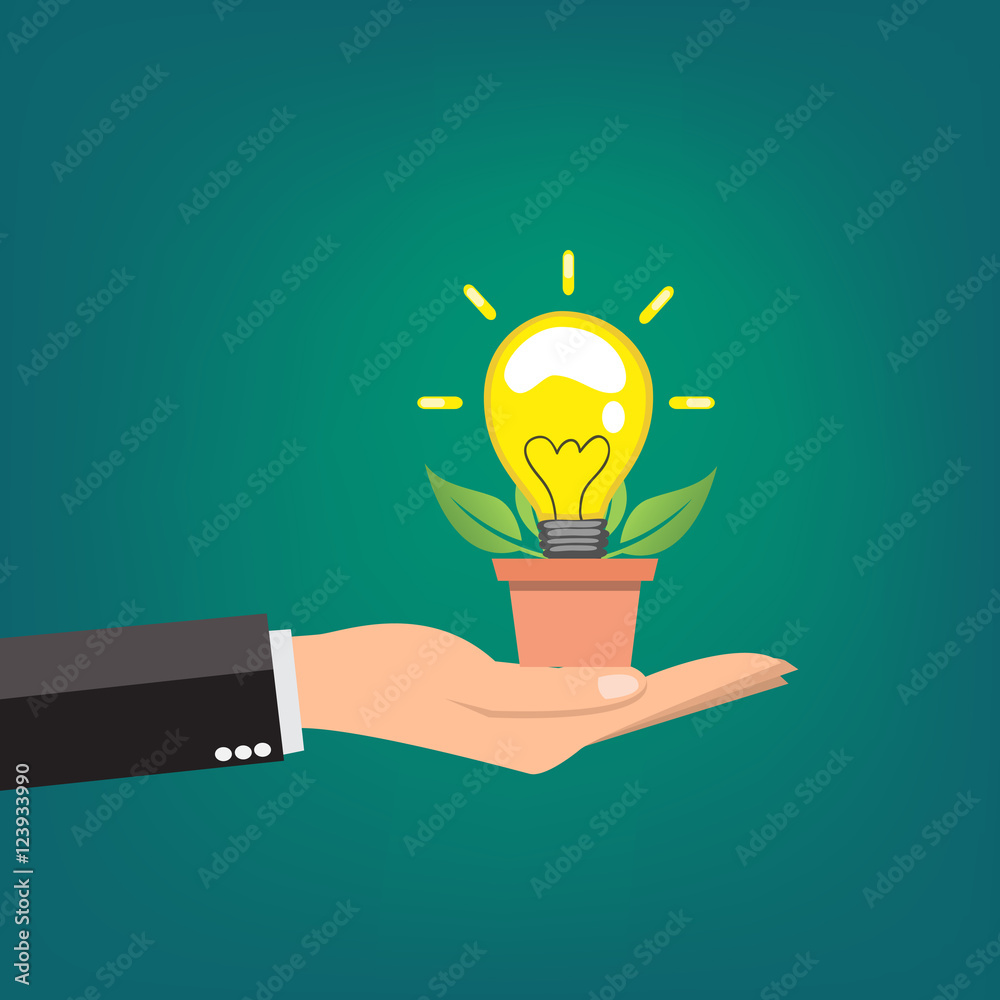 Hand holding idea - vector illustration Stock Vector | Adobe Stock