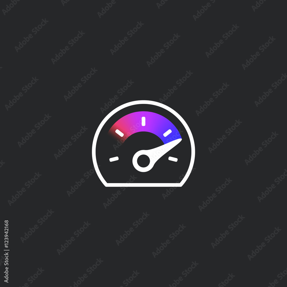 Vector de Stock Tachometer, speedometer, indicator icon. Flat icon, vector illustration | Adobe ...