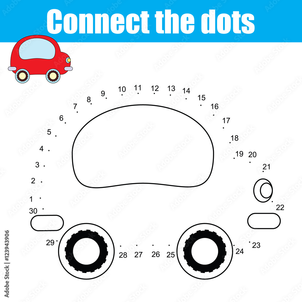 Connect the dots numbers children educational game. Printable worksheet ...