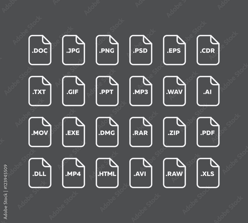File extensions icon set Stock Vector | Adobe Stock