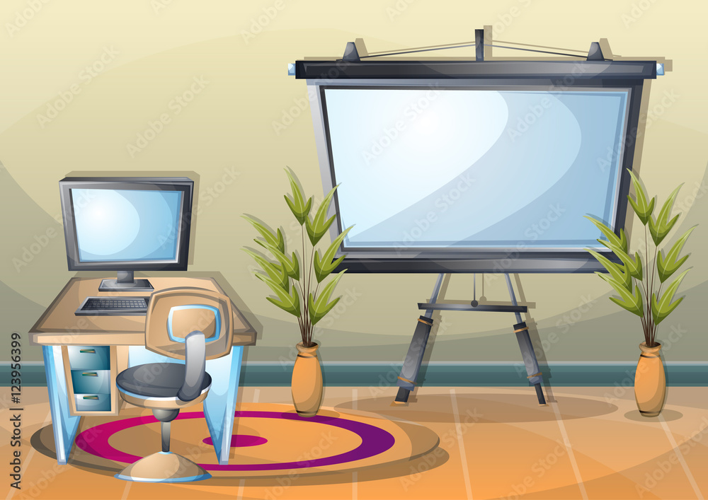 cartoon vector illustration interior classroom with separated layers in ...