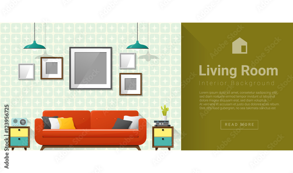 Interior design Modern living room background , vector, illustration ...