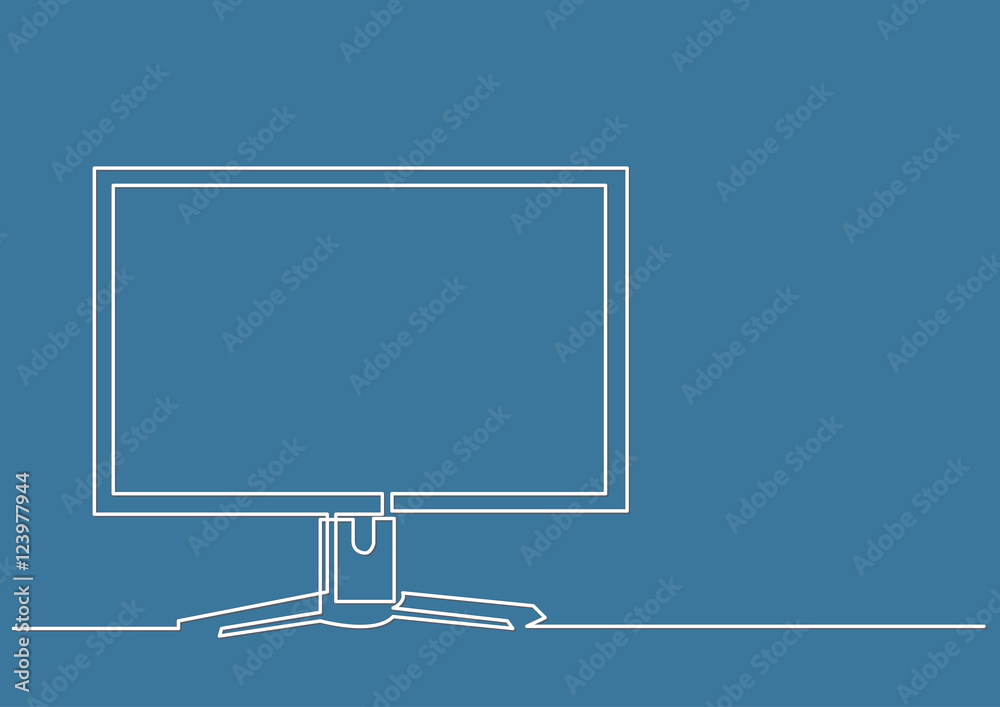 continuous line drawing of computer monitor Stock Vector | Adobe Stock