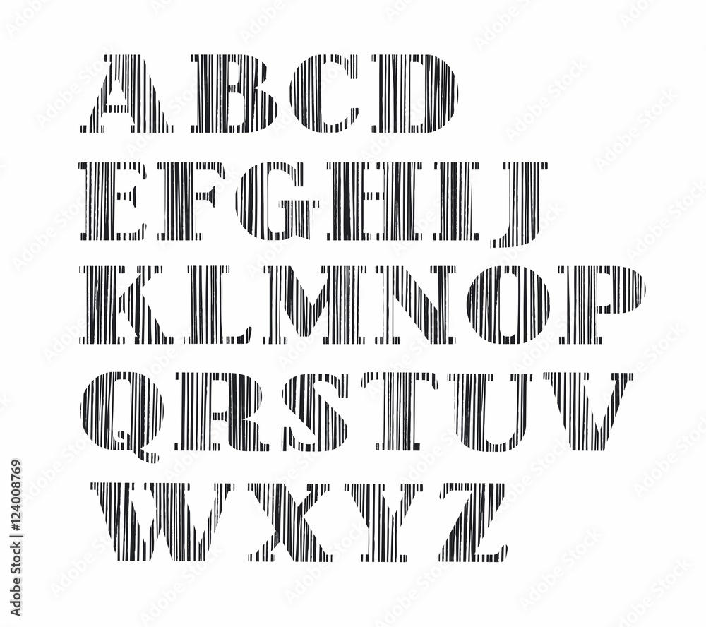 English alphabet, capital letter, vertical shading pencil, simulation ...