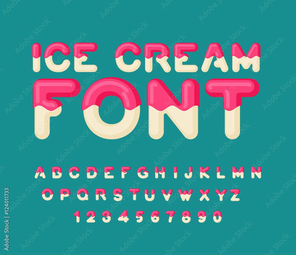 Ice cream font. Popsicle alphabet. Cold sweets ABC. Food typogra Stock ...